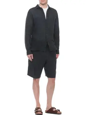 120% Lino Linen Drawstring Shorts - Black