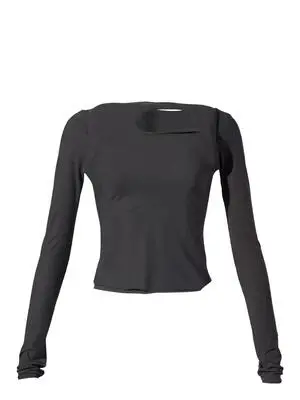 Ottolinger Taupe Stretch Cut-out Long Sleeve Top - Black