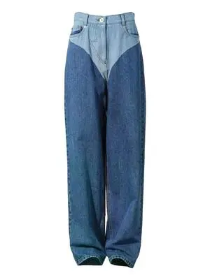 PUSHBUTTON Two-tone Wide-leg Jeans - Blue