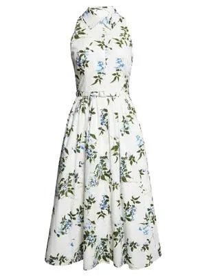 EMILIA WICKSTEAD Sleeveless Shirtdress With Floral Print - White-lilac Lillies/cherry