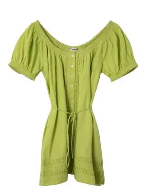 DAMSON MADDER Jayne Organic Cotton Mini Dress - Celery