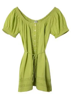 DAMSON MADDER Jayne Organic Cotton Mini Dress - Celery