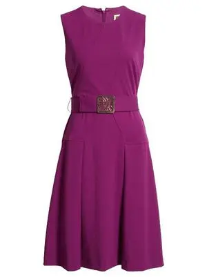 Anne Klein Anne Klein Jewel Neck Belted Dress Beet