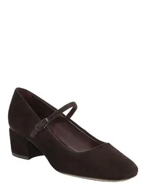 Franco Sarto Davi Mary Jane Block Heel Pumps - Dark Brown Leather
