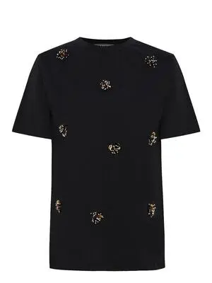 EXQUISE Bexley T-shirt With Embellishments - Black