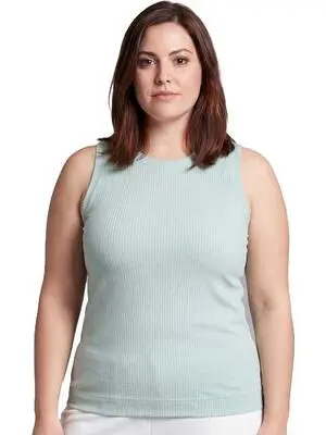24SEVEN COMFORT APPAREL 24seven Comfort Apparel Sleeveless Ribbed Knit Round Neck Tank Top Mint