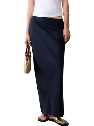 Mango Bias Cut Maxi Skirt - Dark Navy