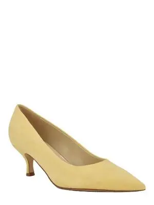 Nine West Siskp Pointed Toe Kitten Heel Pump - Yellow