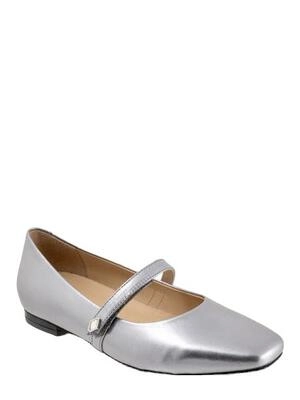 Trotters Metallic Mary Jane Flats - Silver