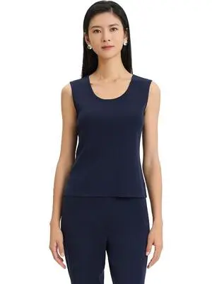 Ming Wang Scoop Neck Tank - Indigo
