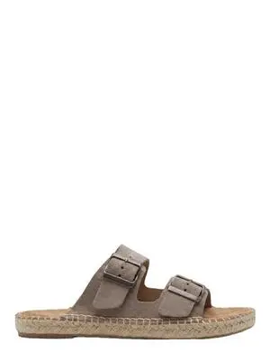 MENINA STEP Suede Espadrille Sandals With Adjustable Buckles - Stone