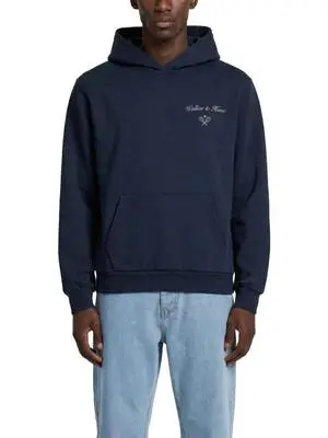 WALKER & HUNT Relaxed St. Tropez Tennis Print Hoodie - Navy