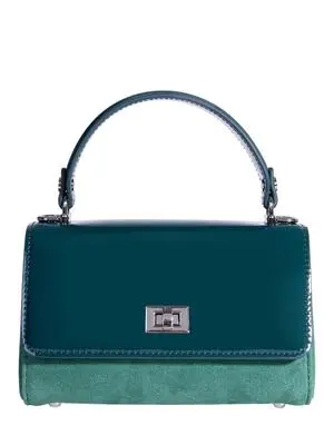 JURGI Suede And Patent Leather Top Handle Bag - Emerald