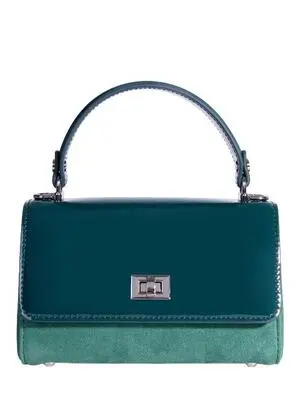 JURGI Suede And Patent Leather Top Handle Bag - Emerald