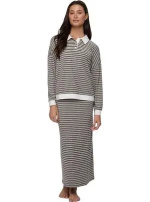 BY TESS COLLECTION Kyra Striped Maxi Skirt - Grey