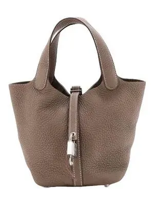 Hermès Monochrome Picotin Lock Bag Clemence Pm - Grey