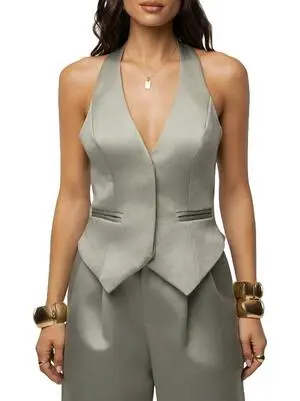 JLUXLABEL City Nights Satin Vest - Sage