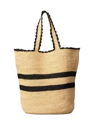INDEGO AFRICA Odette Oversized Beach Tote - Black & Natural
