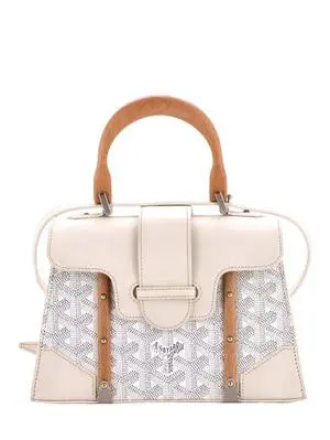 Goyard Structured Saigon Top Handle Bag Coated Canvas With Leather Mini - White