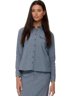 BY TESS COLLECTION By Tess Collection Ellie Pinstripe Blouse Slate