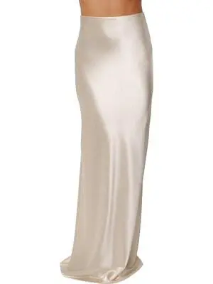 JLUXLABEL Tradition Satin Maxi Skirt Champagne