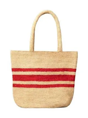 INDEGO AFRICA Sylvanie Beach Tote In Raffia - Red Striped