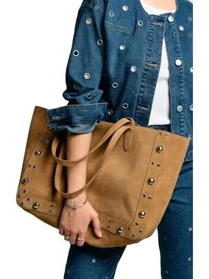 ELLE COLLECTION ELLE Collection Suede Grommet Tote Camel