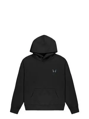 DALIX Butterfly Embroidered Relaxed Fleece Pullover Hoodie - Black