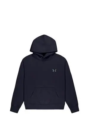 DALIX Butterfly Embroidered Relaxed Fleece Pullover Hoodie - Ink Blue