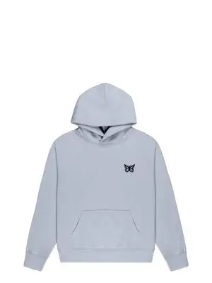 DALIX Relaxed Midweight Fleece Pullover Hoodie With Butterfly Embroidery - Powder