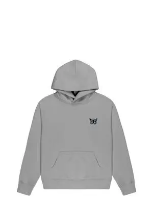 DALIX Butterfly Embroidered Relaxed Fleece Pullover Hoodie - Storm