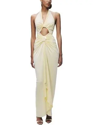 NOCTURNE Cut-out Halter Maxi Dress - Yellow
