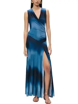 NOCTURNE Draped Asymmetric Maxi Dress - Multi-colored