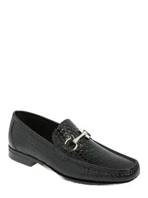 FERRAGAMO Croc Embossed Patent Leather Loafer - Nero