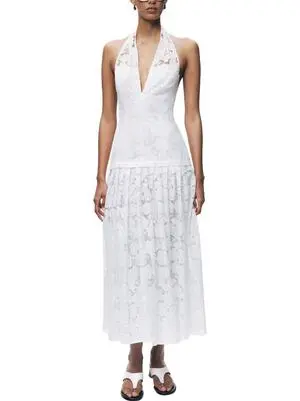 NOCTURNE Sleeveless Lace Midi Dress - Ivory