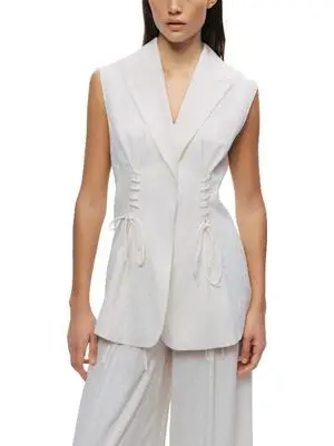 NOCTURNE Lace-up Waist Tailored Vest - Ivory