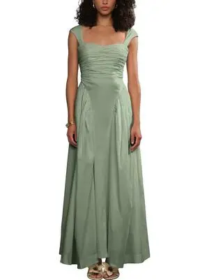 AMUR AMUR Galilea Ruched Sweetheart Neck Cap Sleeve Ankle-Length Dress Stem