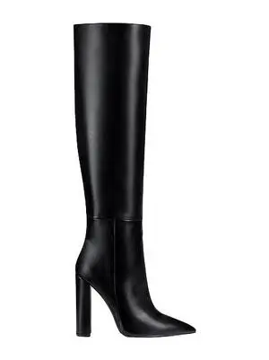 FEMME Paris Knee-high Zip Up Pointed Toe High Heel Boots - Black