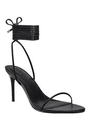 Femme La Barely There Ankle Wrap Stiletto Sandals - Black