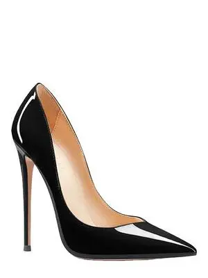 Femme La Glossed Stiletto Pumps - Black