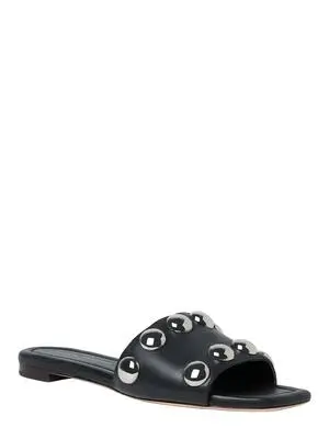 LOEFFLER RANDALL Hayes Studded Slide Sandal - Black/silver