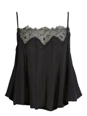 Free People Eyelash Lace Satin Camisole - Black