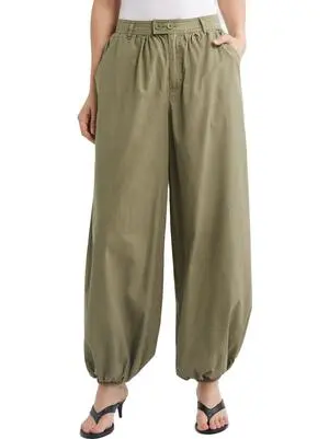 Topshop Ripstop Cotton Balloon Pants - Khaki