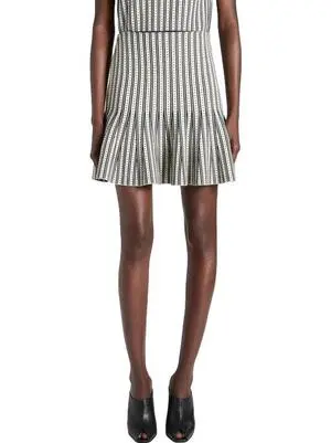 Alexander McQueen Jacquard Stripe Knit Miniskirt - Ivory/navy
