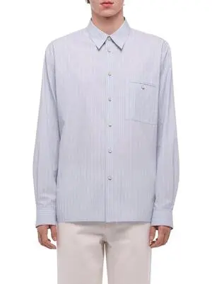 Helmut Lang Relaxed Fit Stripe Button-up Shirt - Light Blue Multi