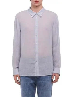 Helmut Lang Relaxed Fit Linen Gauze Button-up Shirt - Pacific