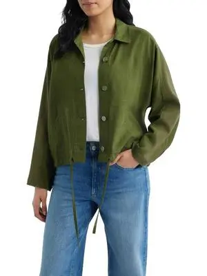 CITY BLUES Cropped Dolman Sleeve Shirt Jacket - Pine