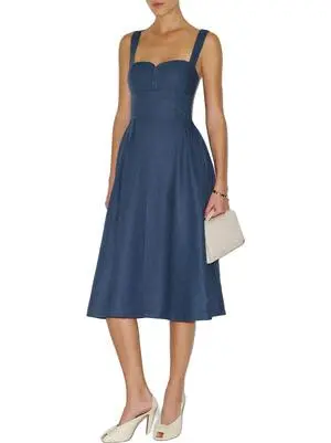 REFORMATION Roma Linen Midi Sundress - Muted Navy