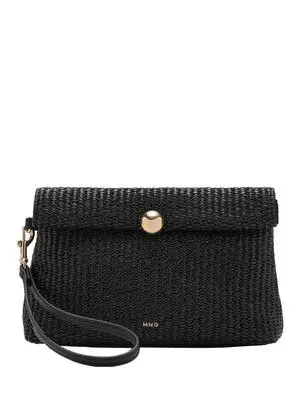 Mango Woven Flap Wristlet - Black