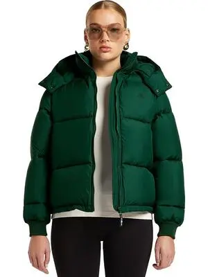 4TH ARQ Hudson Long Sleeve Hooded Puffer Coat - Forest Green